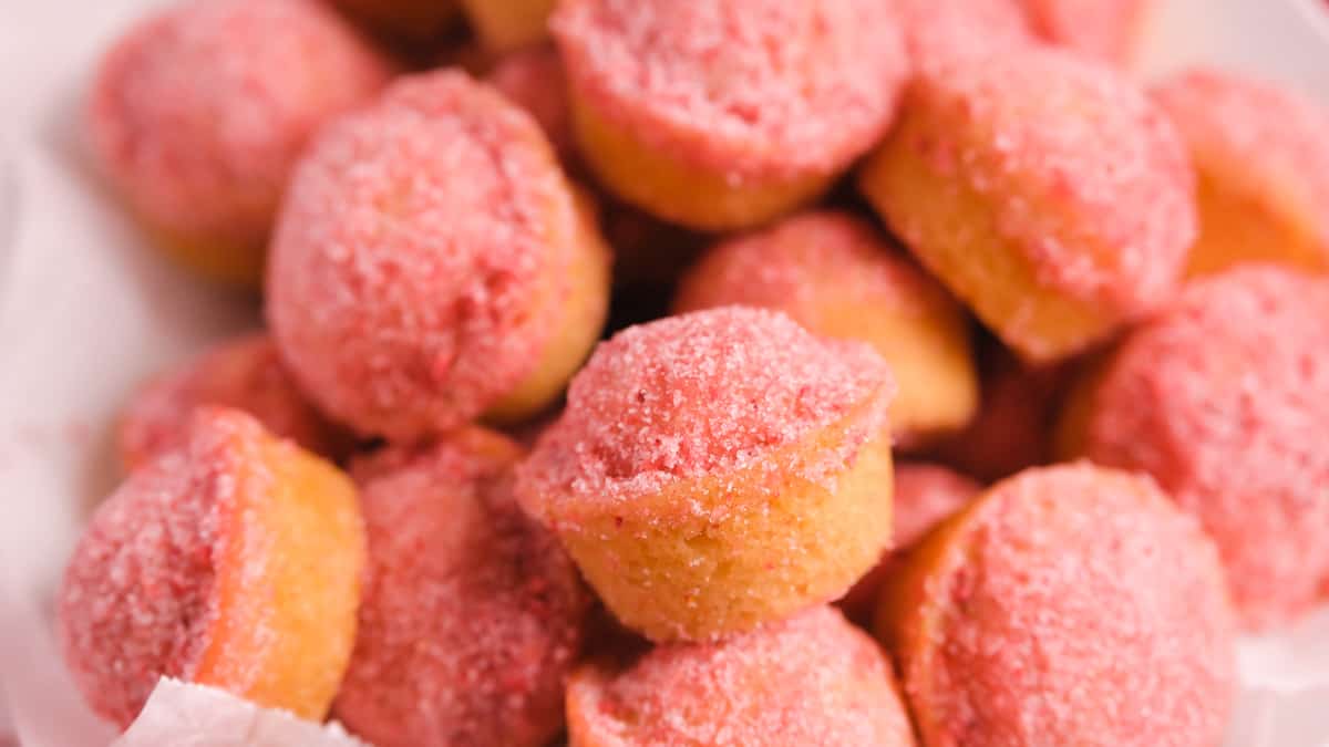 Strawberry Jam Filled Mini Donut Muffins - Mint + Mallow Kitchen