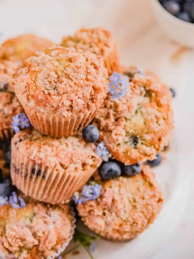 Blueberry Muffins with Streusel Topping - Mint + Mallow Kitchen