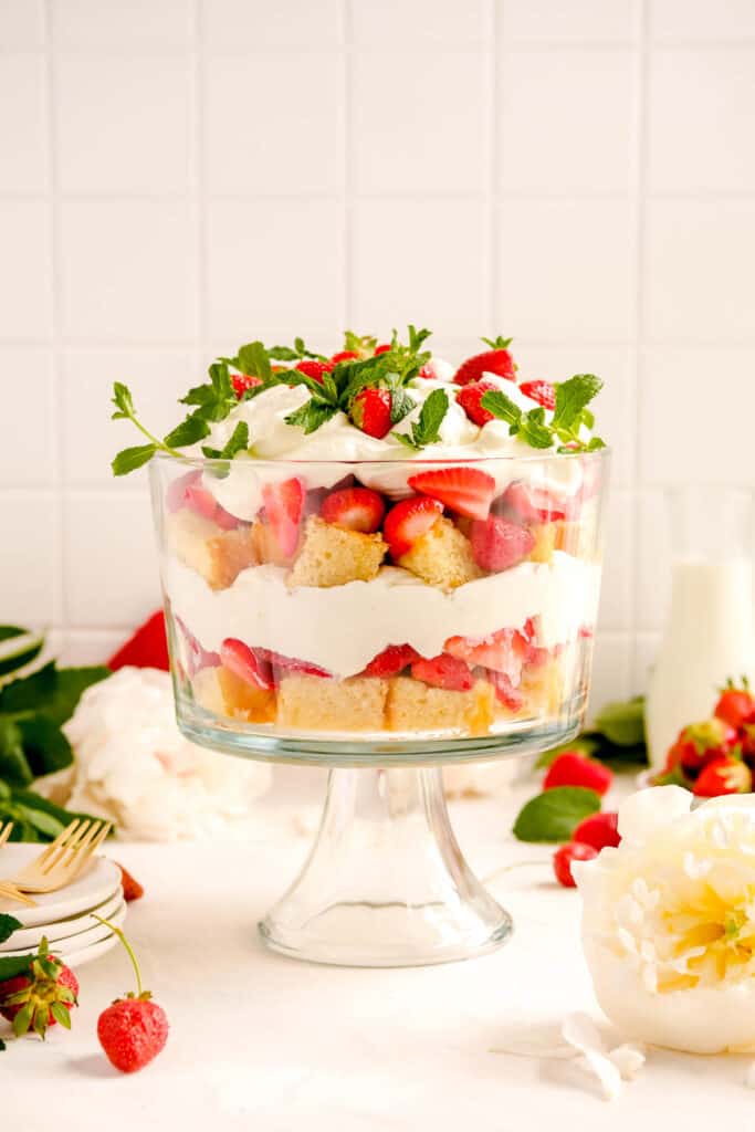 Heavenly Strawberry Trifle with Fresh Mint Simple Syrup