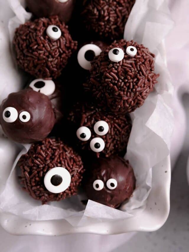 Fudgy Halloween Monster Brownie Truffles - Mint + Mallow Kitchen